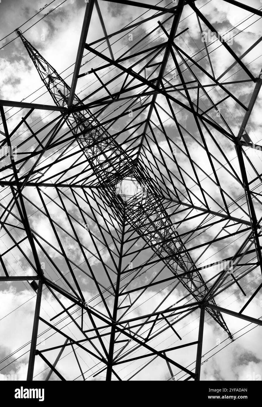 Details of a metallic structure of a high voltage electricity tower ...