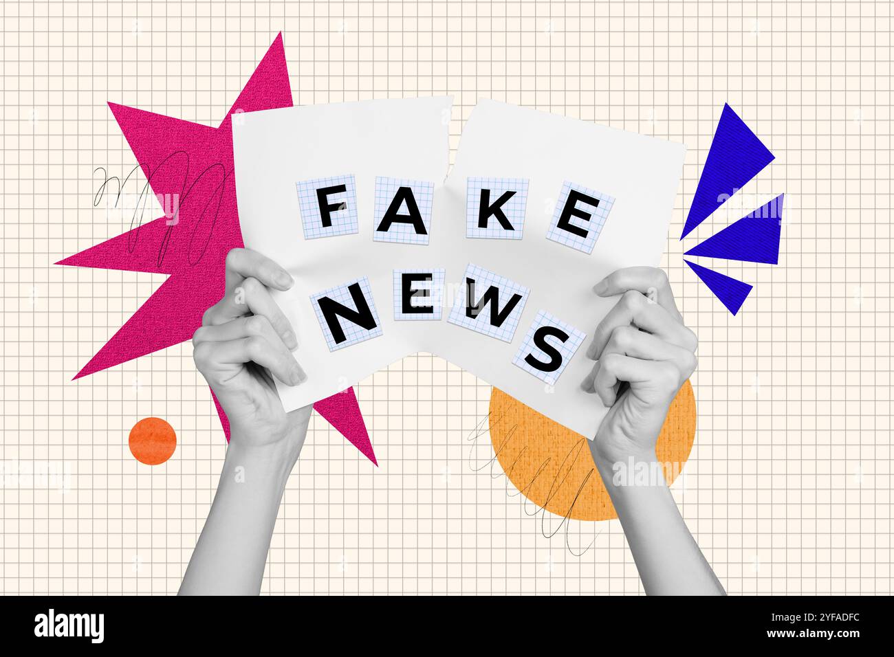 Creative collage picture fake news propaganda falsification placard ...
