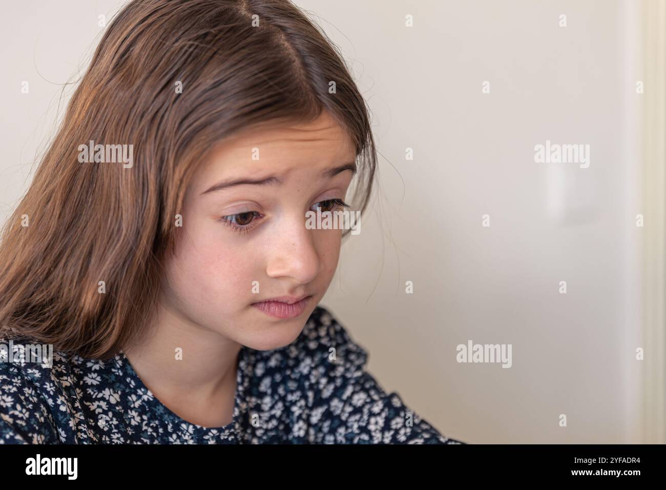 Sad girl. The girl has a sad emotion. Thoughtful girl Stock Photo - Alamy