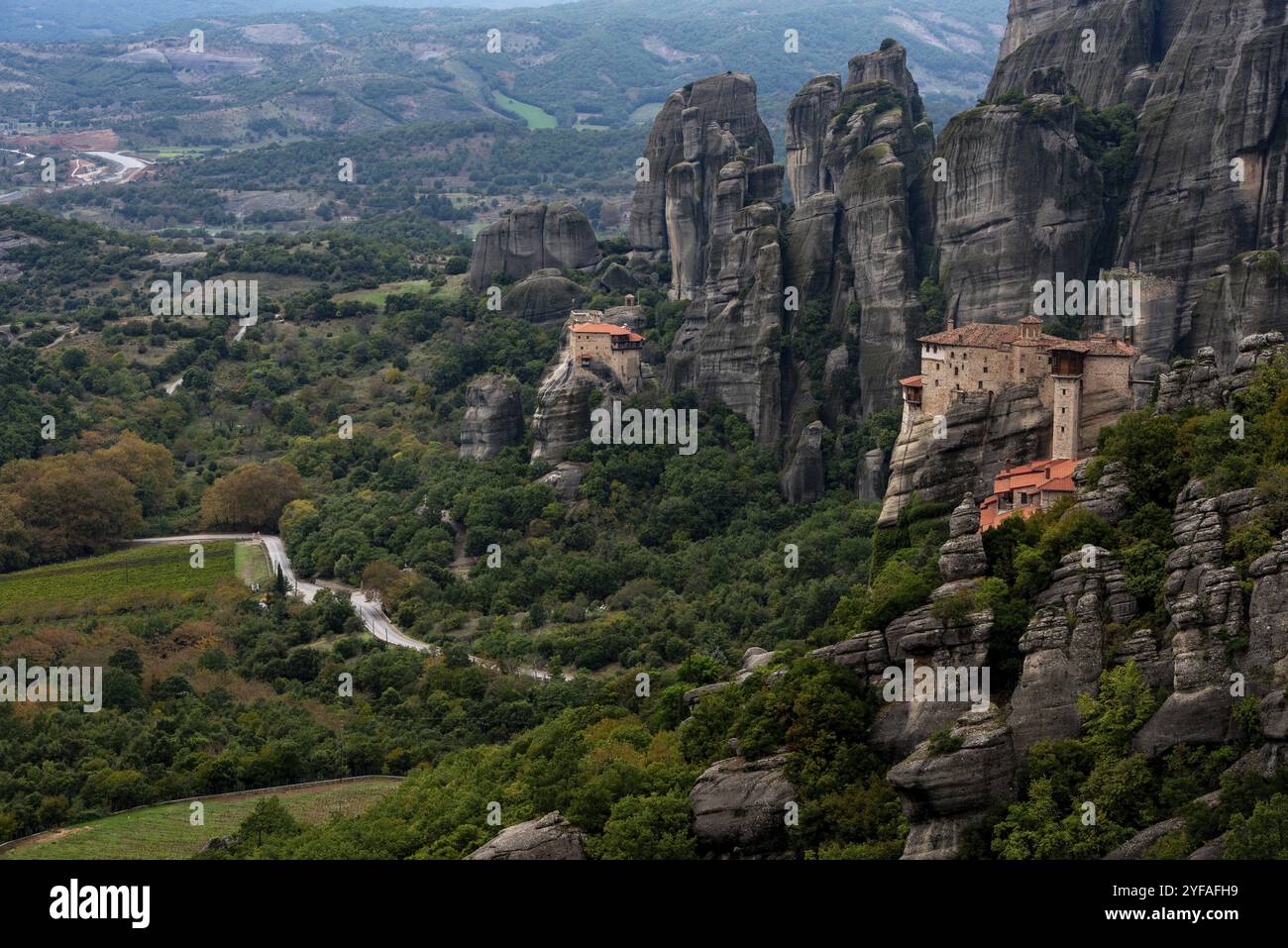 Monasteries at meteora kalampaka build on top of sandstone ridge. Saint ...