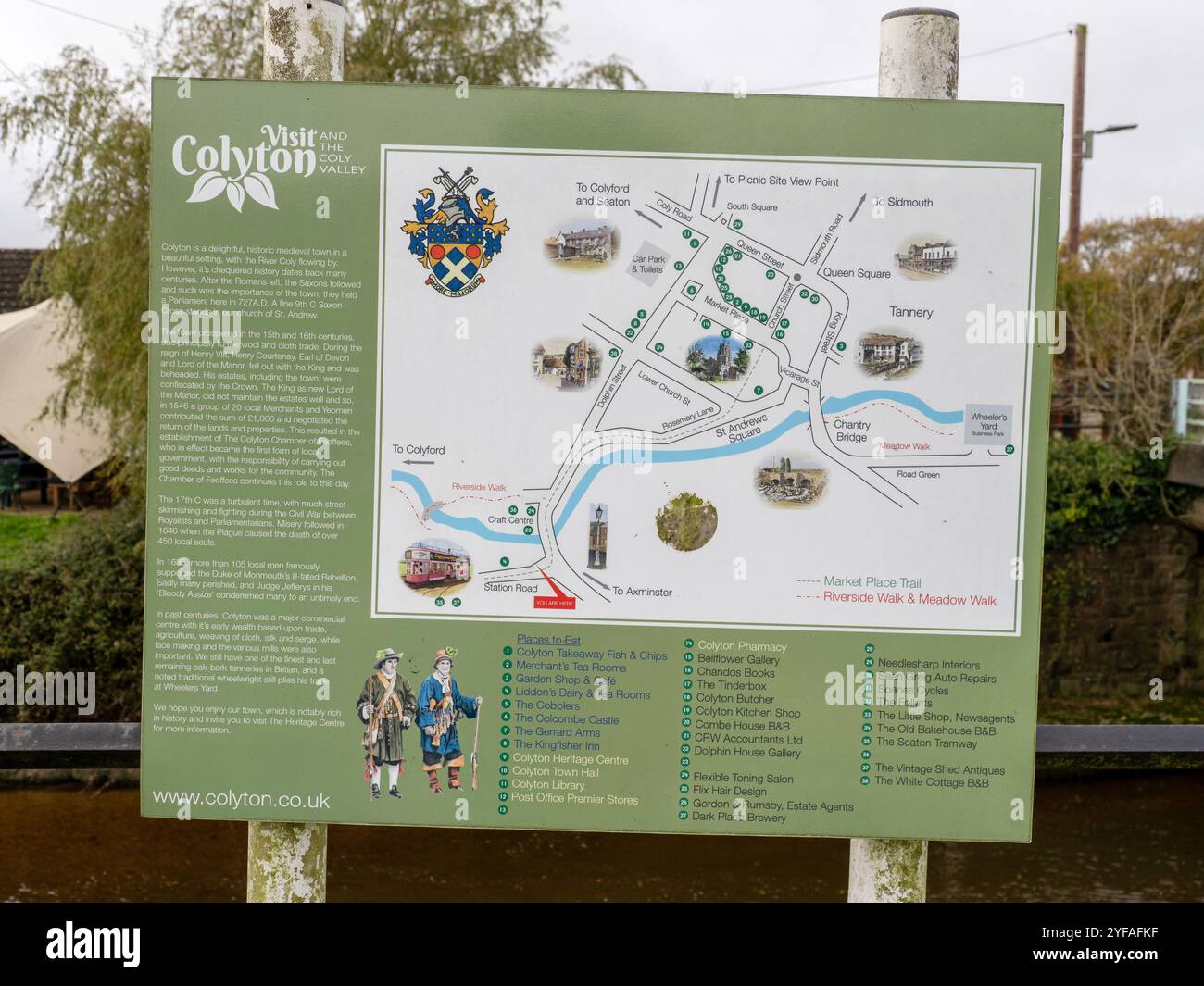 A map of the town in Colyton, Devon, UK Stock Photo - Alamy