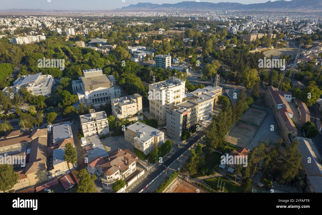 Aerial view of the cityscape of Nicosia, the capital city of Cyprus ...