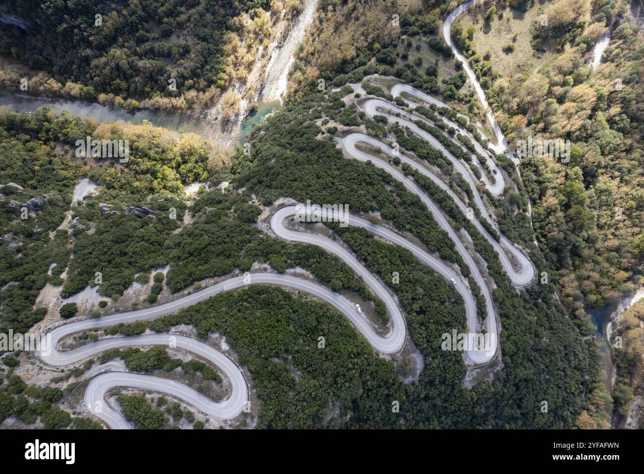 Papingo hairpin curvy road in Vikos National Park, Epirus, Greece ...