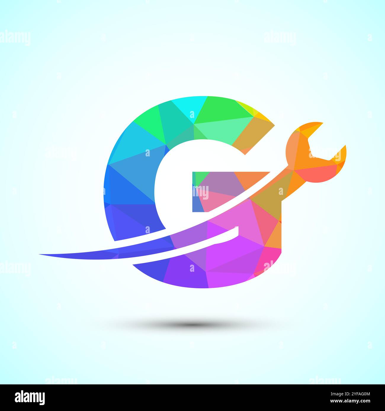 Graphic alphabet A with wrench. Logo for mechanical, technology, repair ...