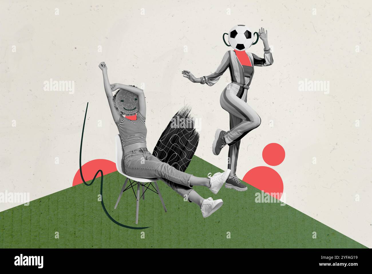 Composite trend artwork sketch photo collage of caricature headless two ...