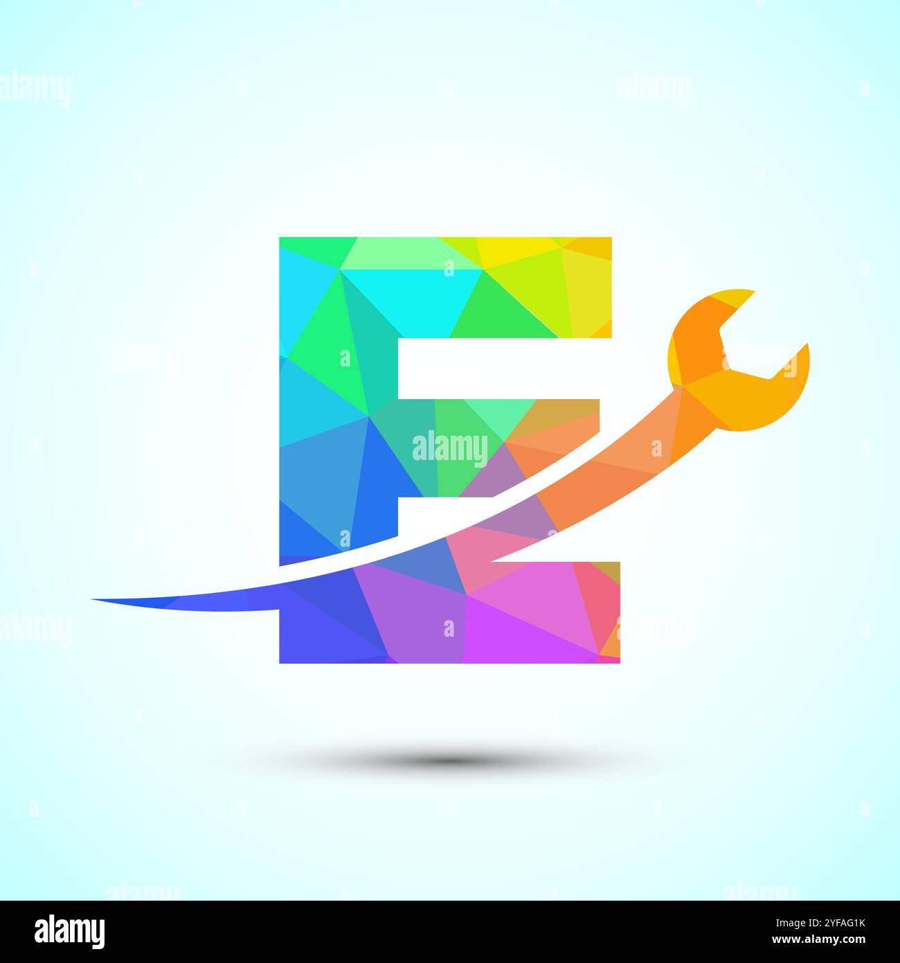 Graphic alphabet A with wrench. Logo for mechanical, technology, repair ...