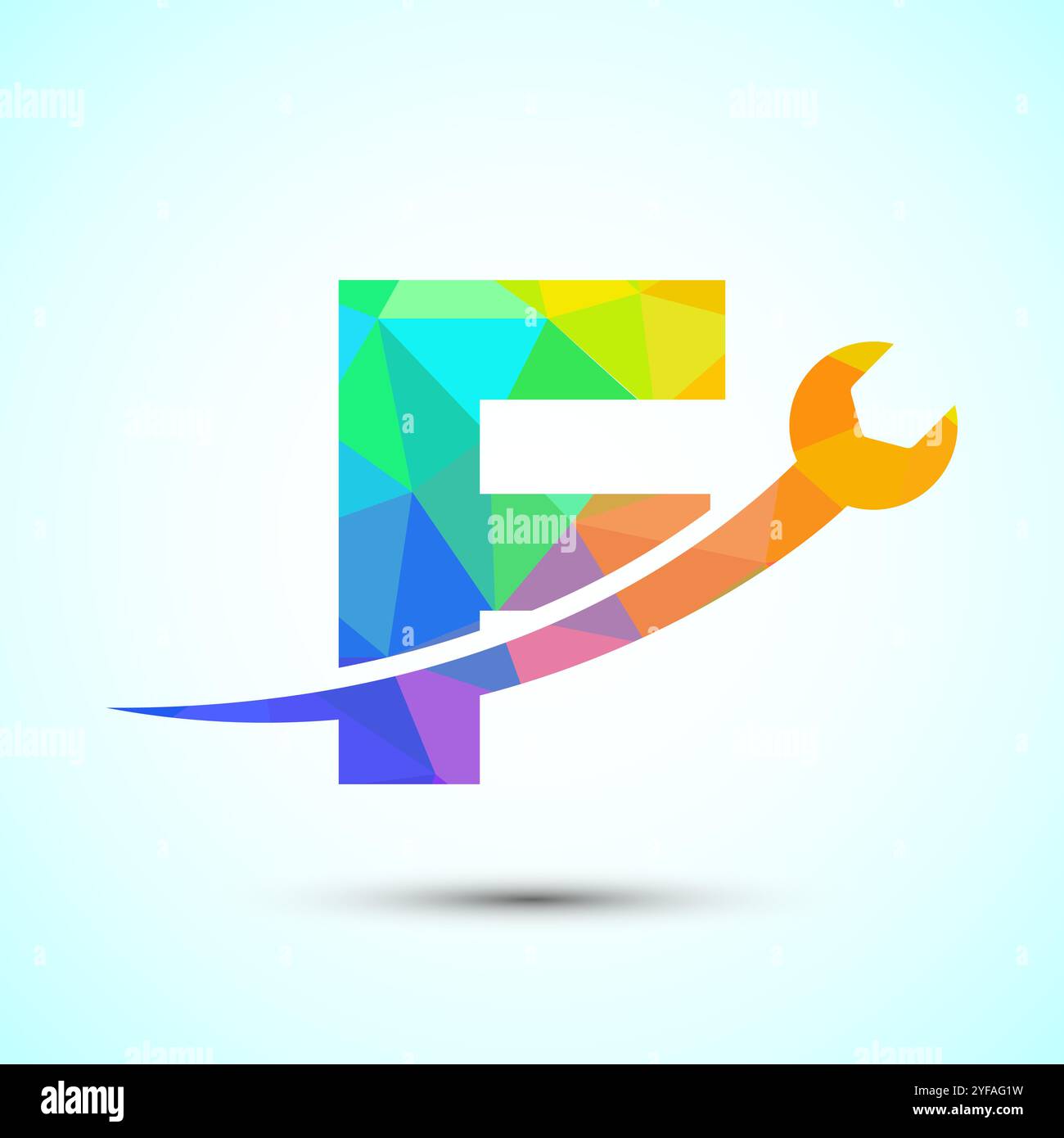 Graphic alphabet A with wrench. Logo for mechanical, technology, repair ...