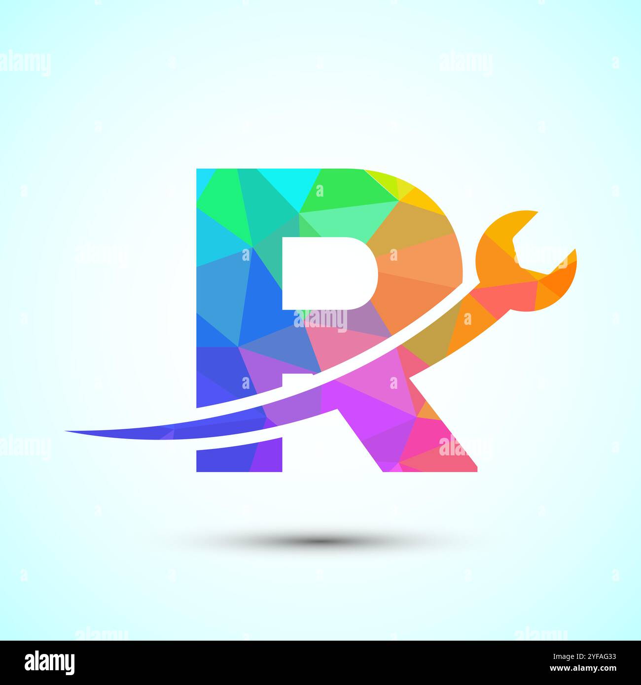 Graphic alphabet A with wrench. Logo for mechanical, technology, repair ...