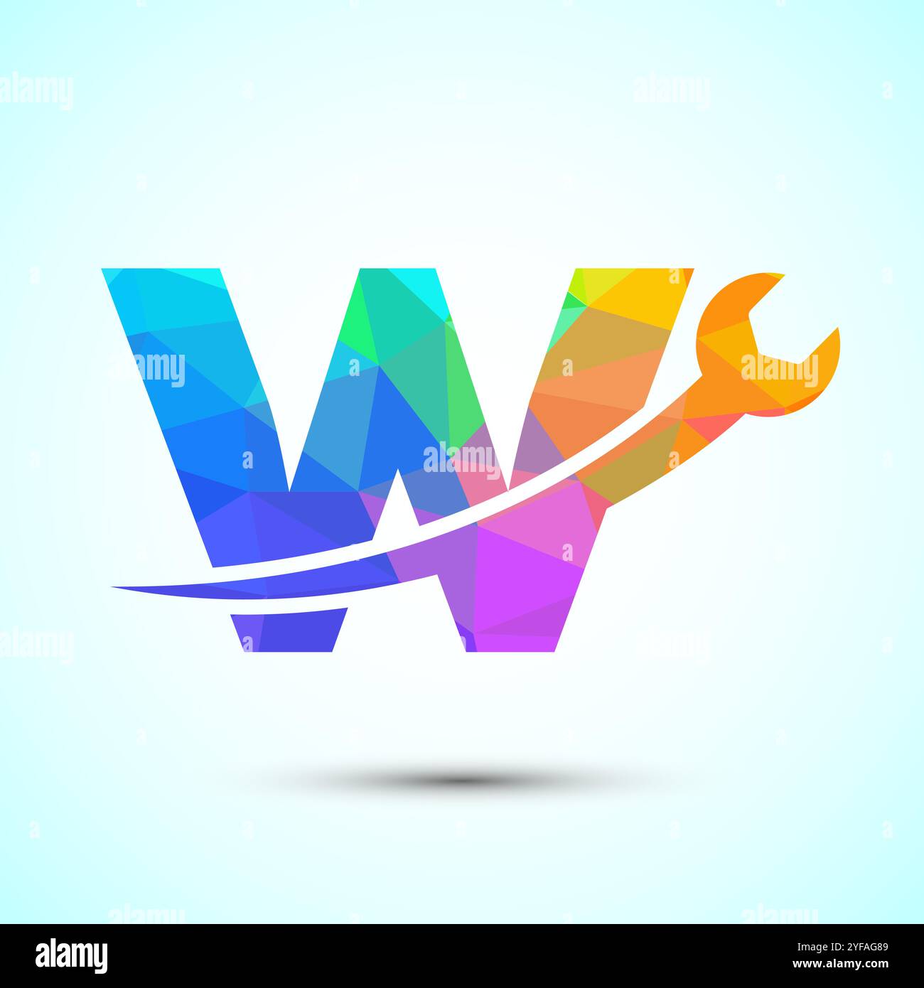 Graphic alphabet A with wrench. Logo for mechanical, technology, repair ...