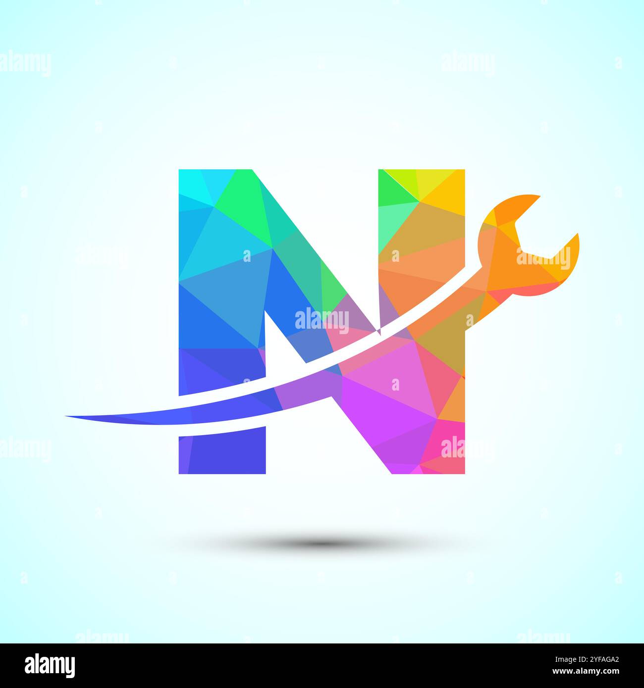 Graphic alphabet A with wrench. Logo for mechanical, technology, repair ...