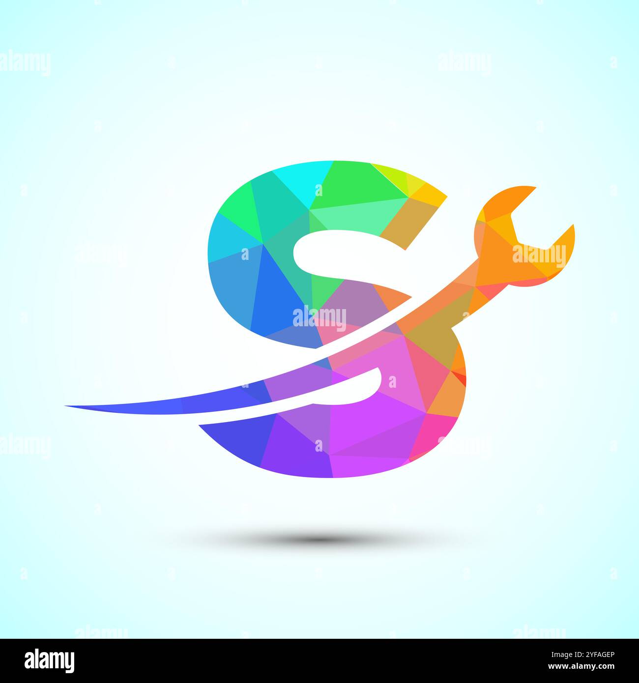 Graphic alphabet A with wrench. Logo for mechanical, technology, repair ...