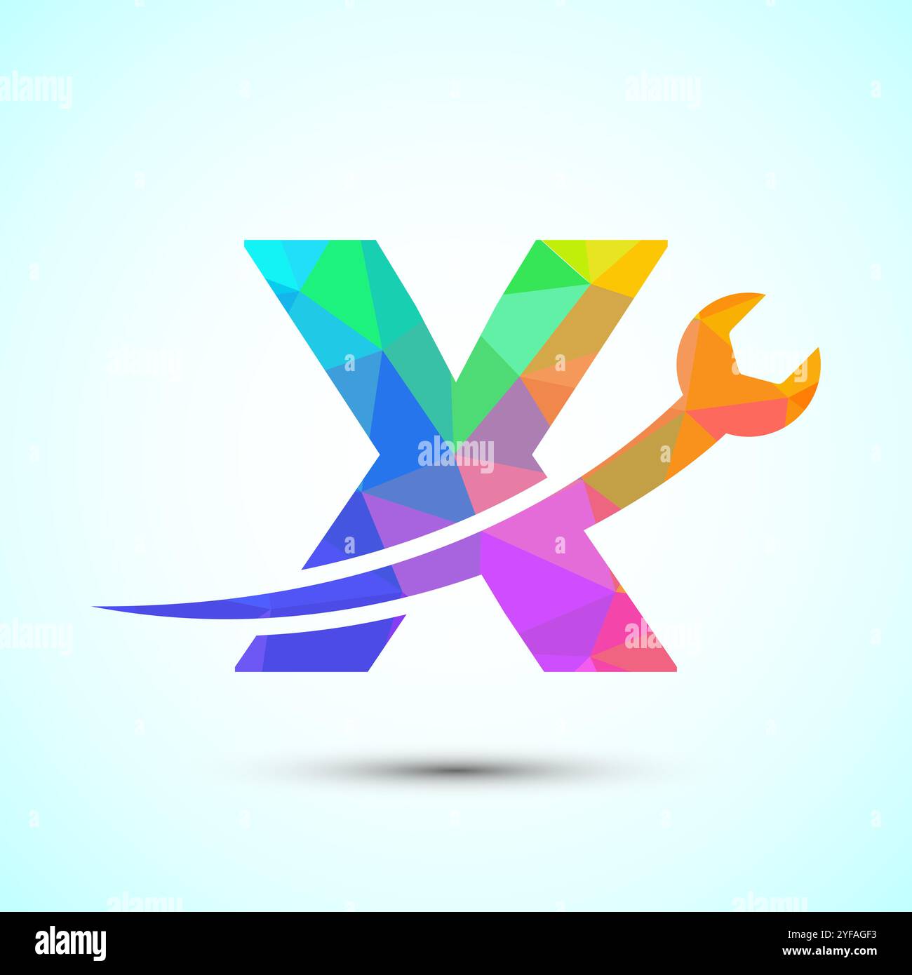 Graphic alphabet A with wrench. Logo for mechanical, technology, repair ...