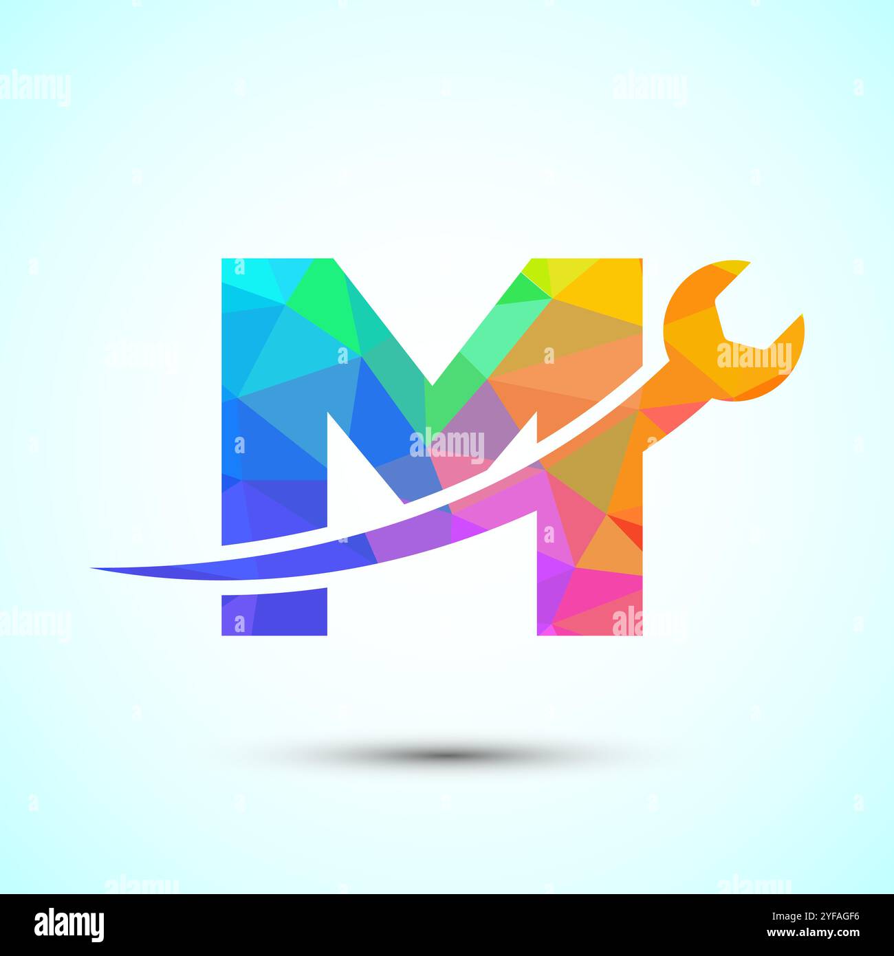 Graphic alphabet A with wrench. Logo for mechanical, technology, repair ...