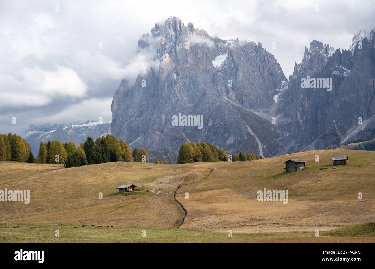 Landscape with beautiful autumn meadow field and the amazing Dolomite ...