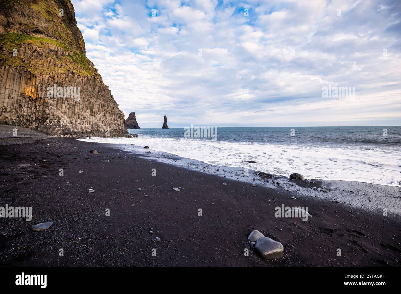 Reynisfjara black sand beach with stunning basalt columns and ...
