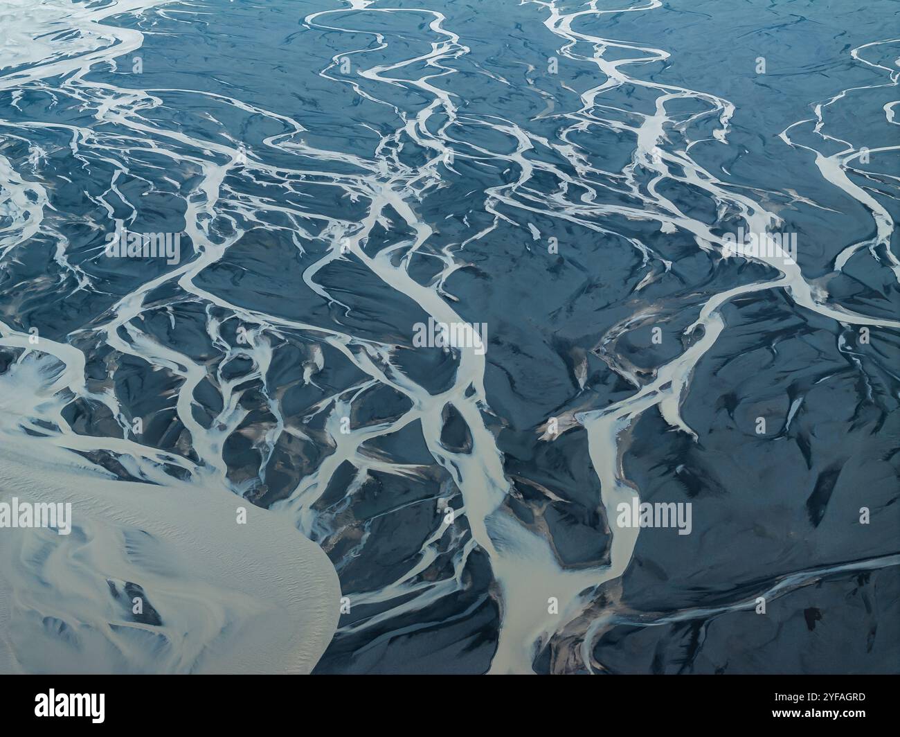 Aerial view of braided river patterns in Iceland Stock Photo - Alamy