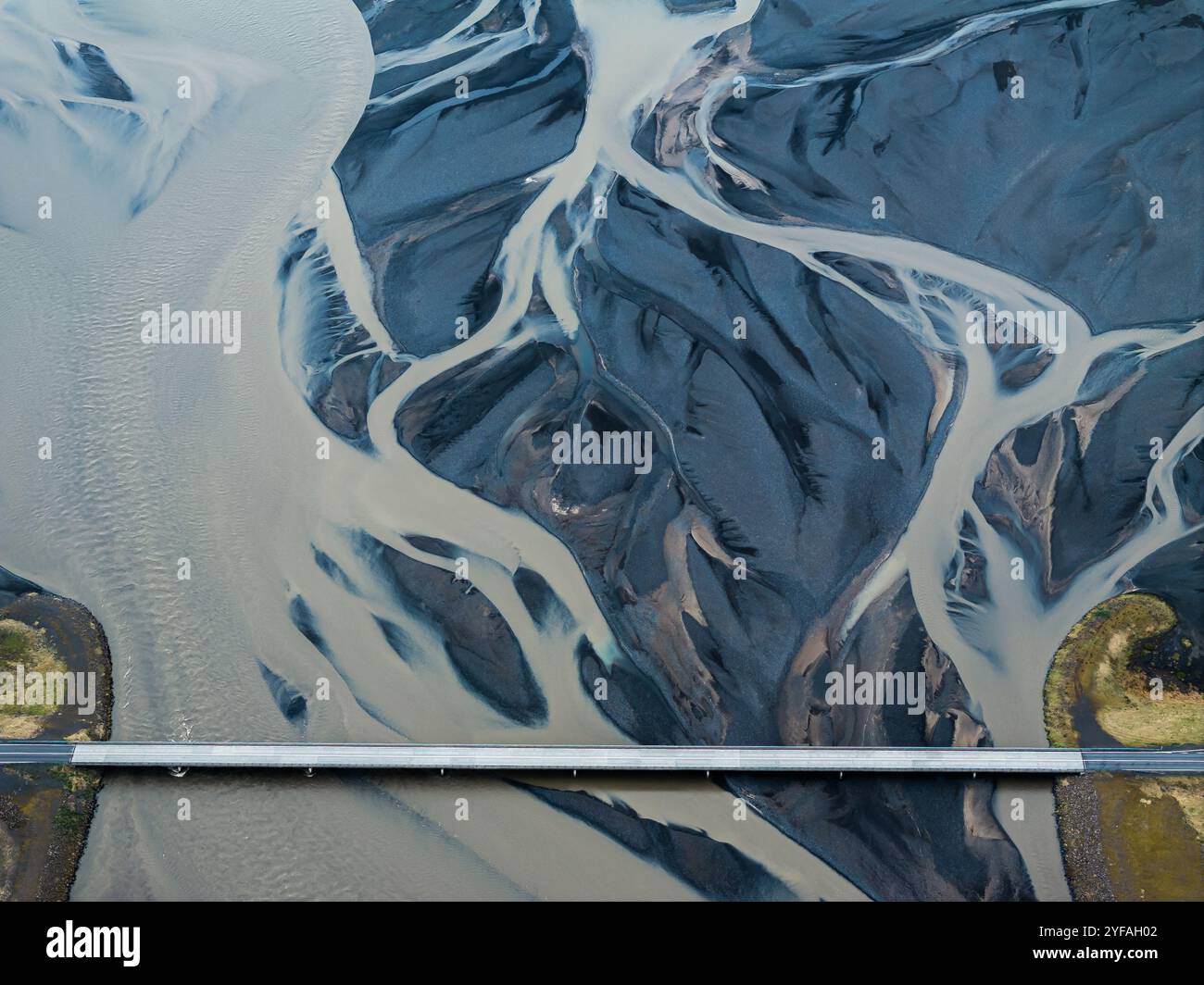 Aerial view of braided river patterns in Iceland Stock Photo - Alamy