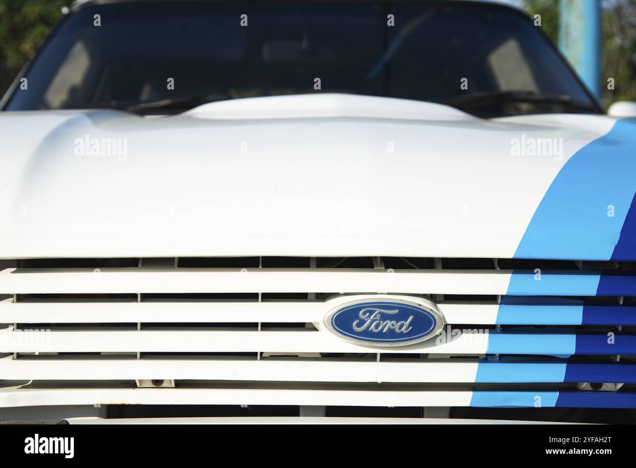 Nicosia Cyprus, October 29 2023: Classic ford car logo sign. Front view ...