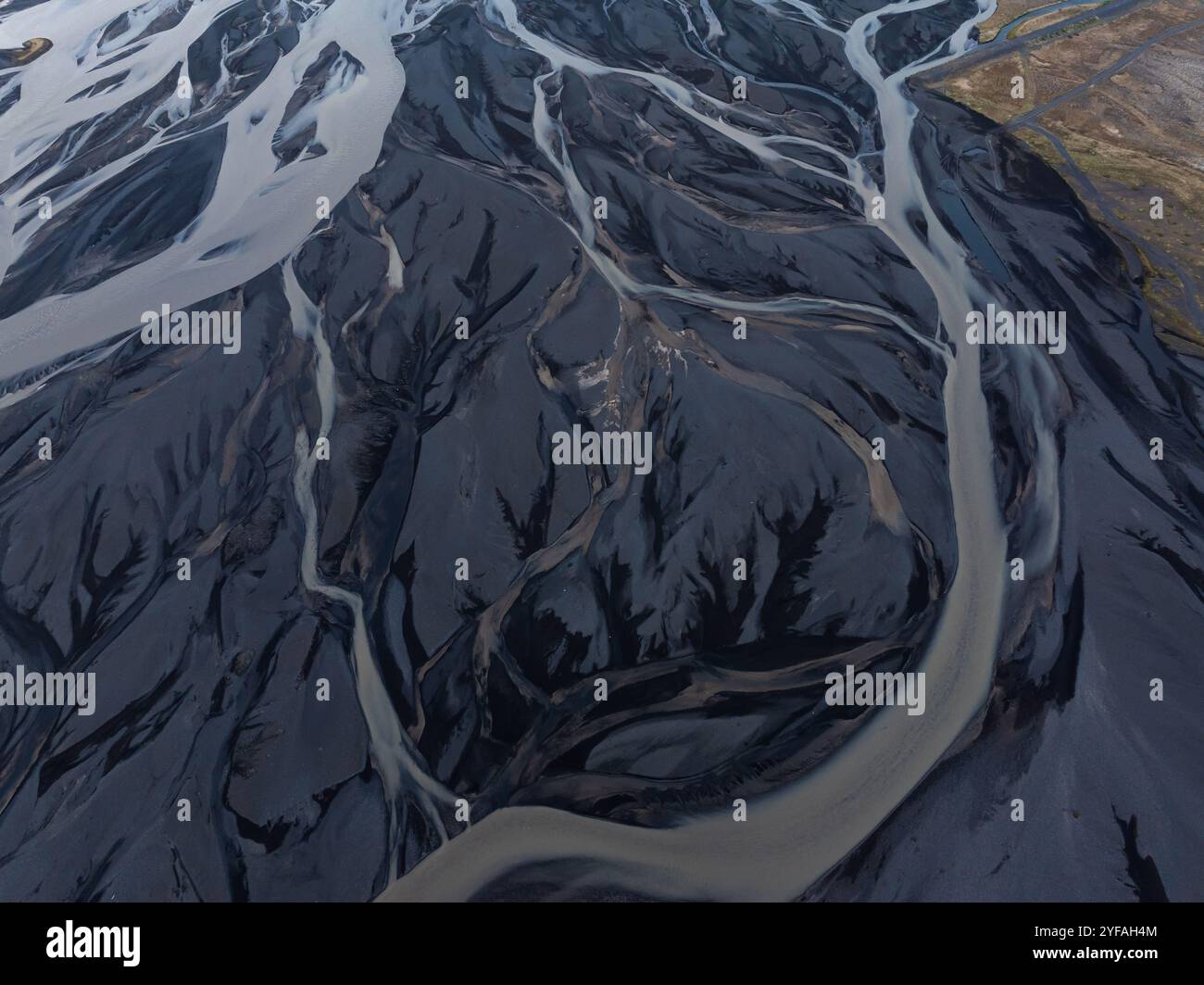 Aerial view of braided river patterns in Iceland Stock Photo - Alamy
