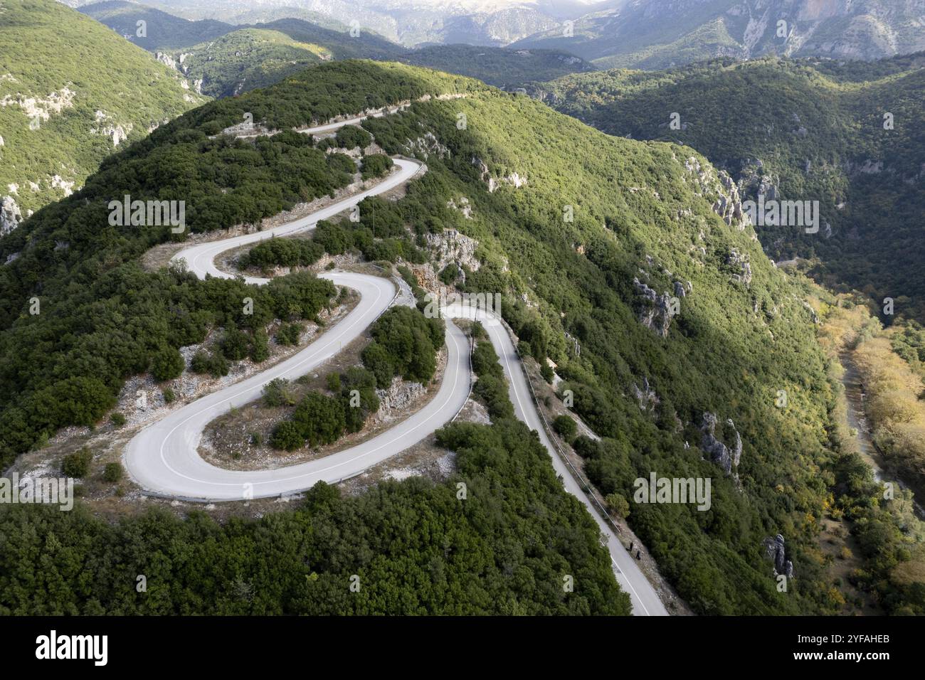 Papingo hairpin curvy road in Vikos National Park, Epirus, Greece ...