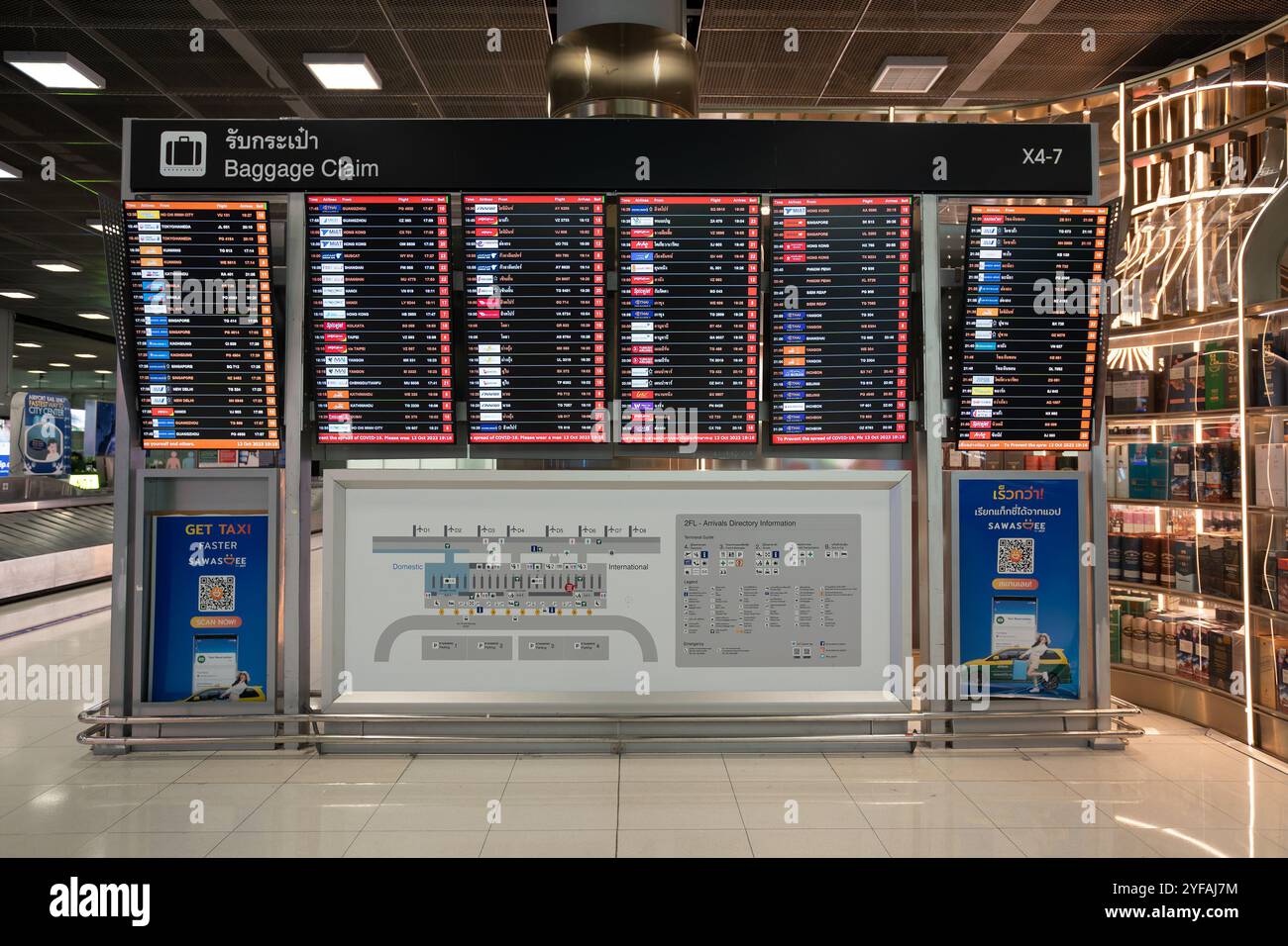 BANGKOK, THAILAND - OCTOBER 13, 2023: digital flight information ...