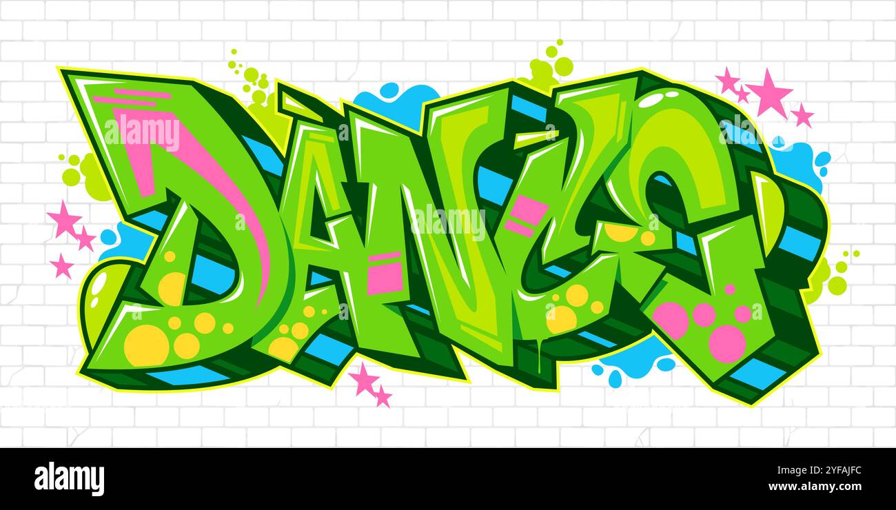 Urban Hip Hop Abstract Word Dance Graffiti Style Font Lettering Vector ...
