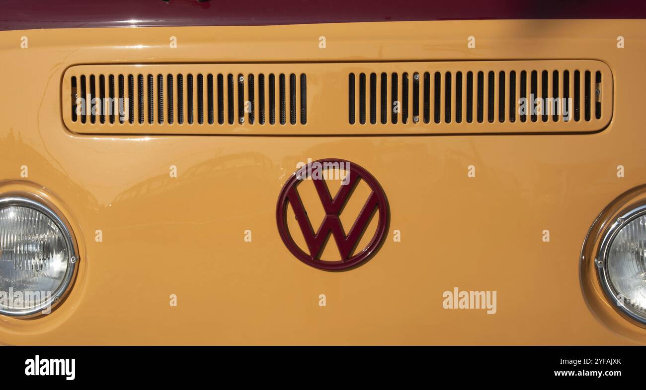 Nicosia Cyprus, October 29 2023: Yellow classic Volkswagen, camper van ...