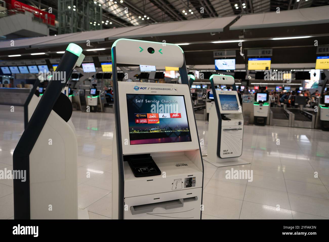 BANGKOK, THAILAND - OCTOBER 28, 2023: self check-in kiosks in ...