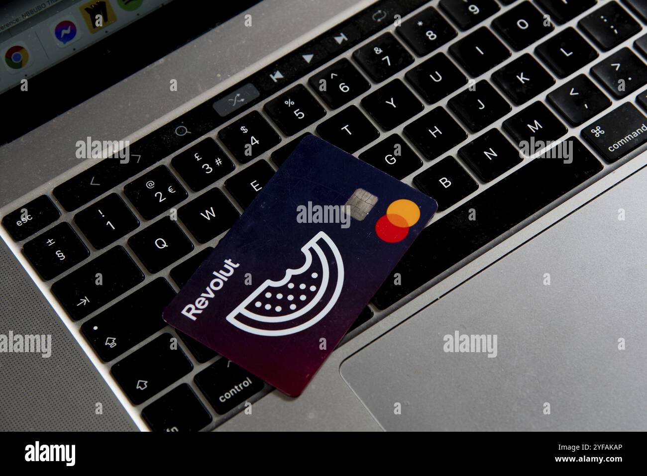 Nicosia, Cyprus, April 3 2022: Revolut Credit visa card on computer ...