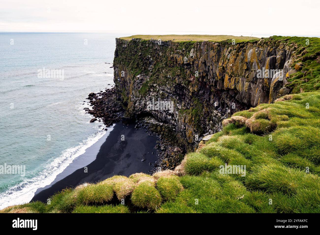 Breathtaking Coastal Cliffs of Iceland Overlooking the Black Sand ...