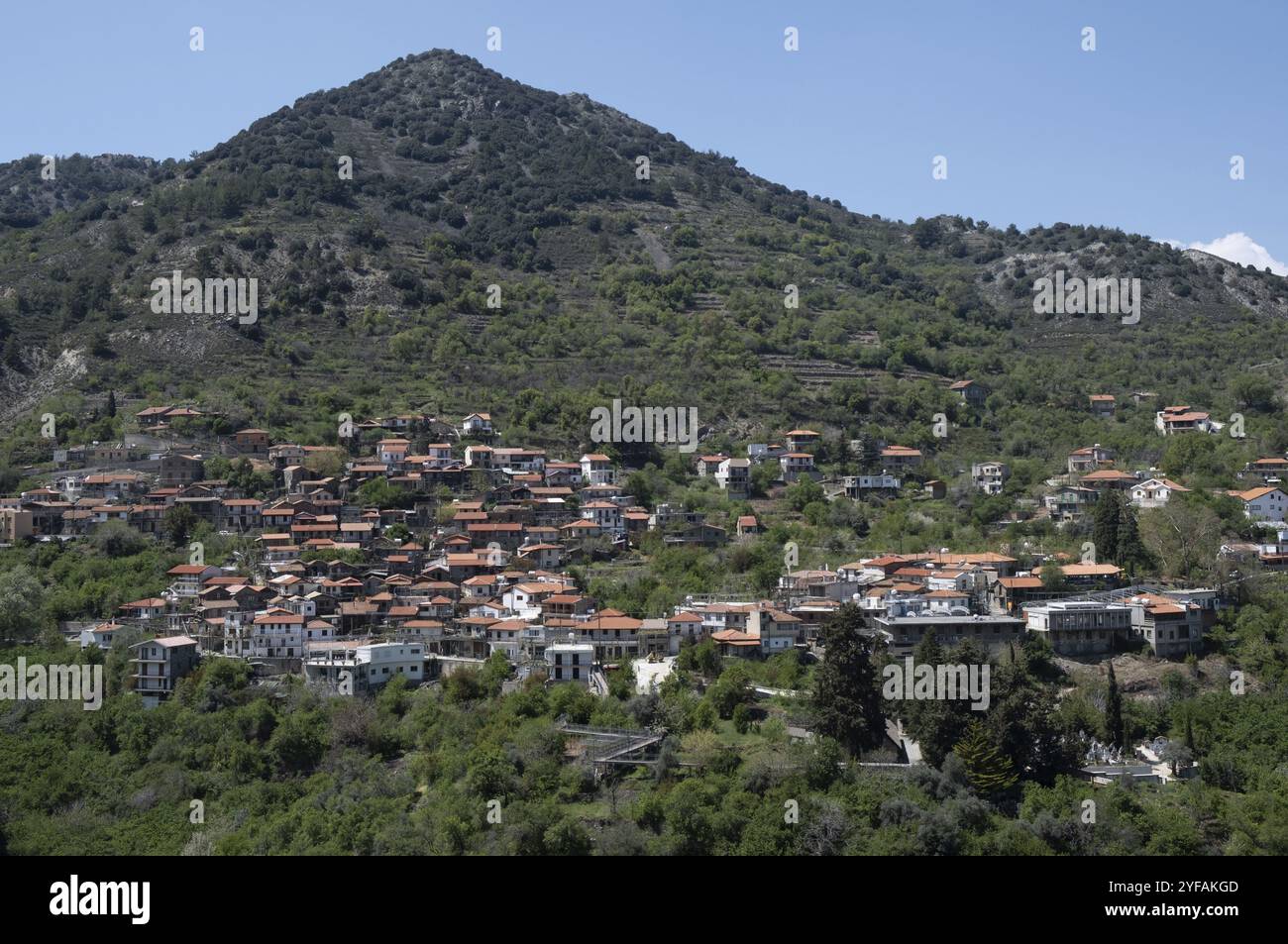 Mountain traditional Cyprus village of Alona. Troodos mountain range ...