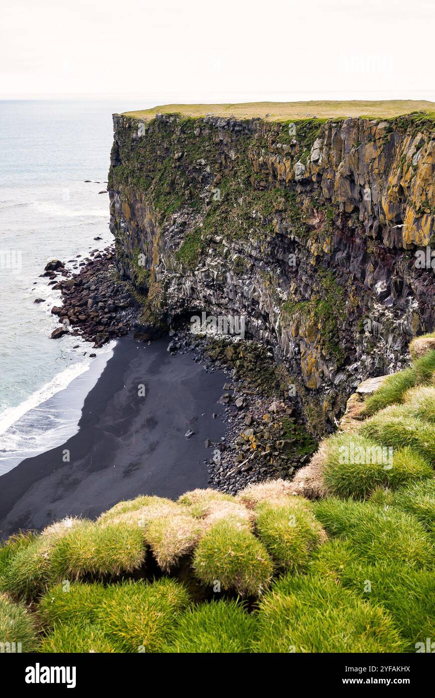 Breathtaking Coastal Cliffs of Iceland Overlooking the Black Sand ...