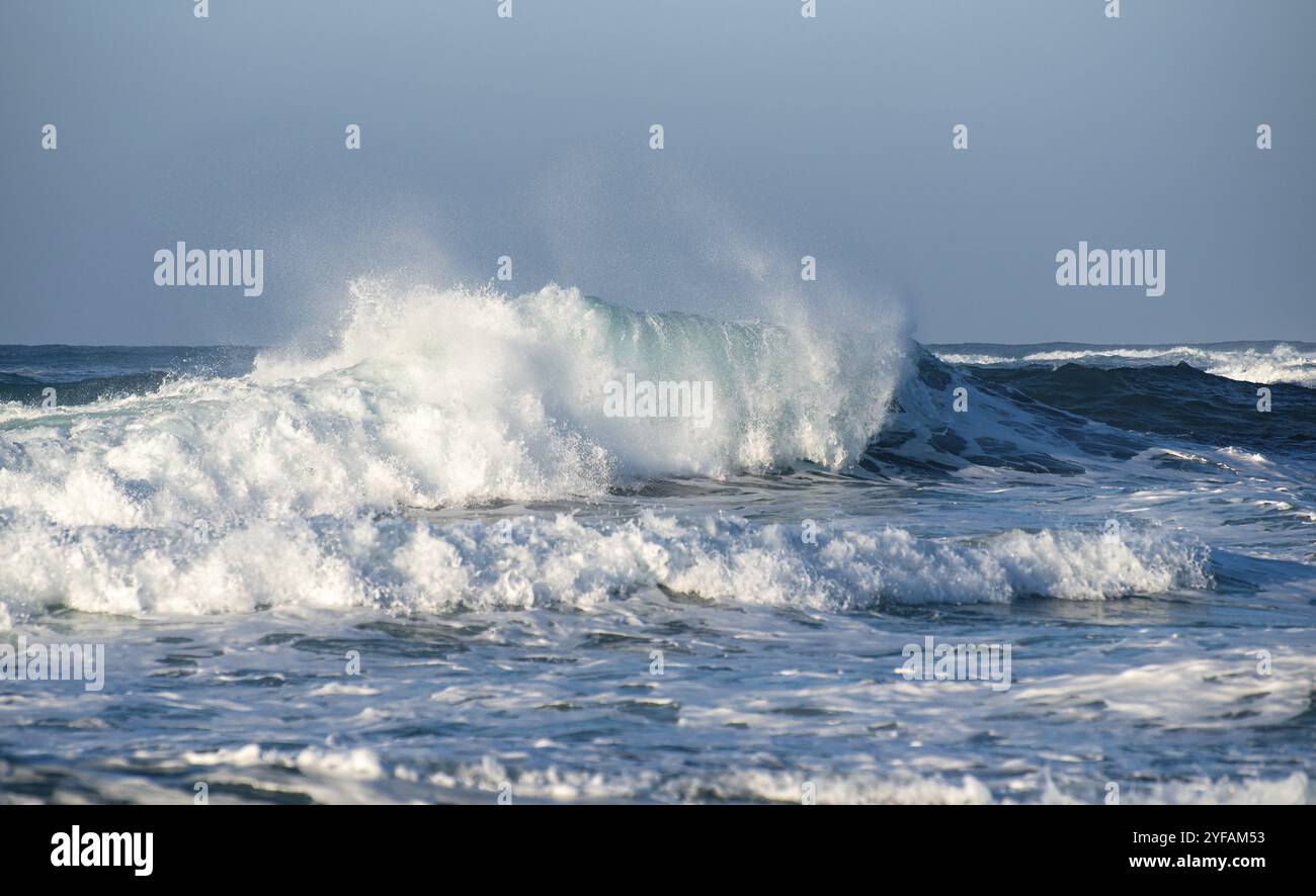 Dangerous big stormy ocean waves during a windstorm at the sea Stock ...