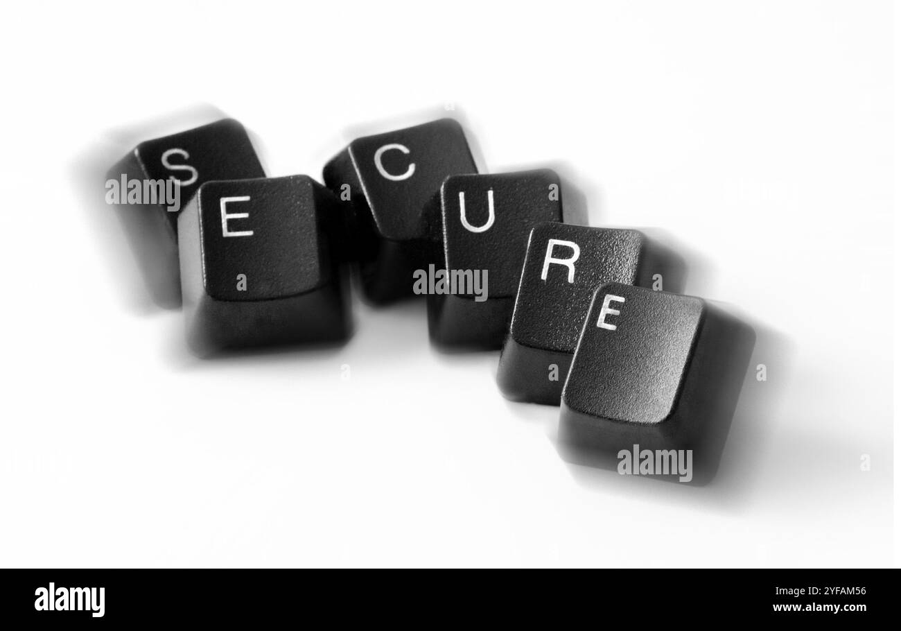 Security word with keyboard letters isolate on white background Stock ...