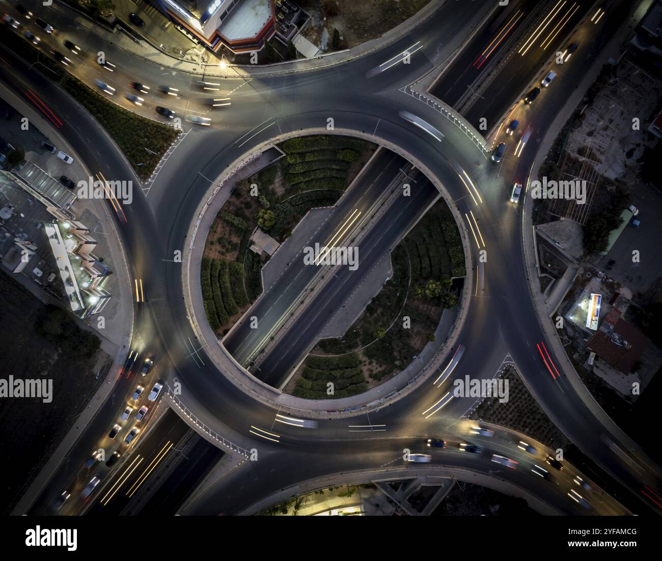 Aerial drone top view of a modern designed motorway junction ...