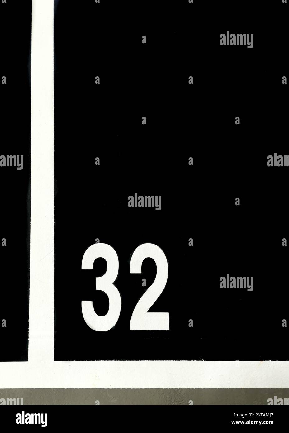 Parking numbers on a parking lot floor. Free space available. Park ...
