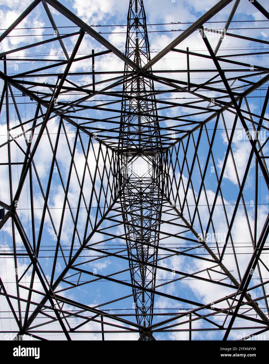 Details of a metallic structure of a high voltage electricity tower ...