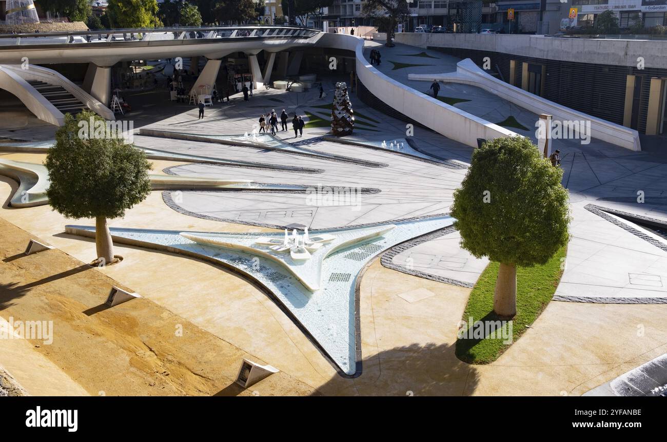 Nicosia Cyprus, January 08 2023: The liberty square with the modern and ...