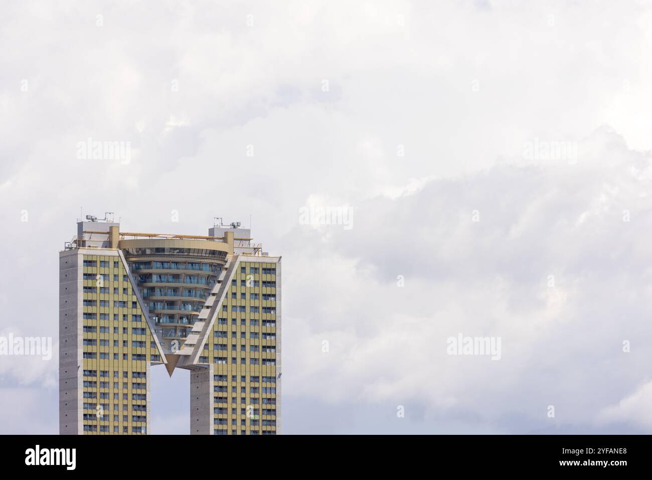 Aerial photo of the beautiful town of Benidorm in Spain showing the ...