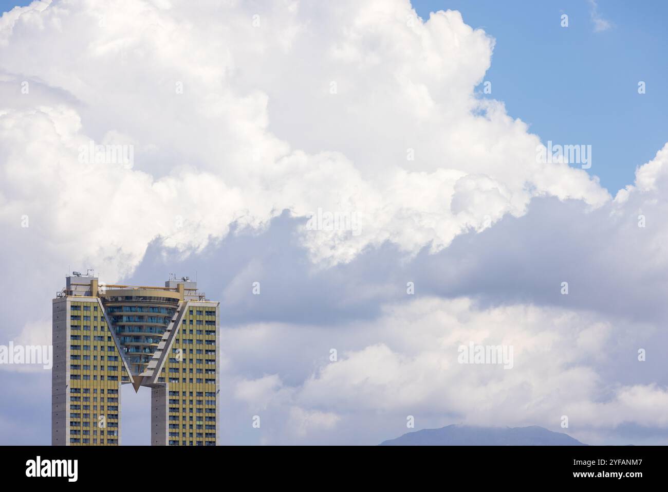 Aerial photo of the beautiful town of Benidorm in Spain showing the ...