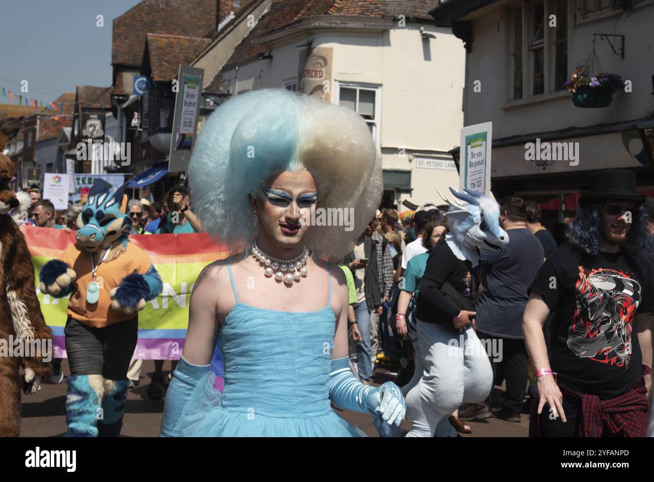 Canterbury, Kent, United Kingdom, June 10 2023: Happy pride people and ...