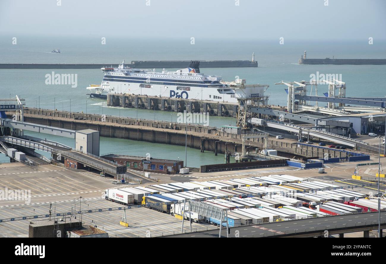 Dover, United Kingdom, June 09 2023 : Trucks and ferries on port of ...