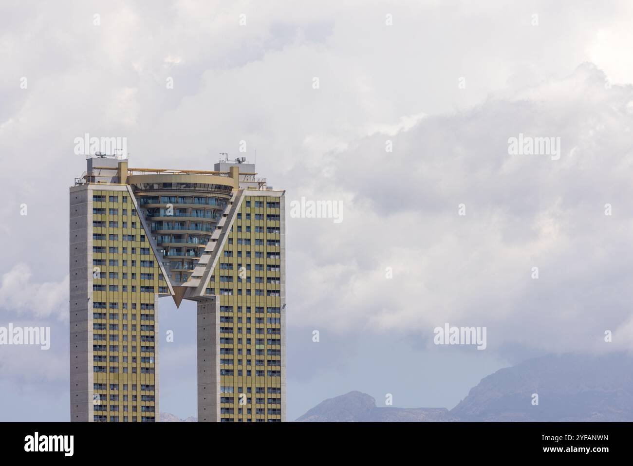 Aerial photo of the beautiful town of Benidorm in Spain showing the ...