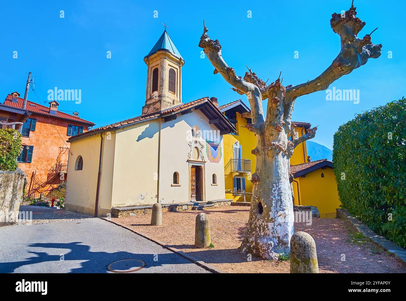 Ciona village with historic Chapel of Santa Maria delle Grazie and ...