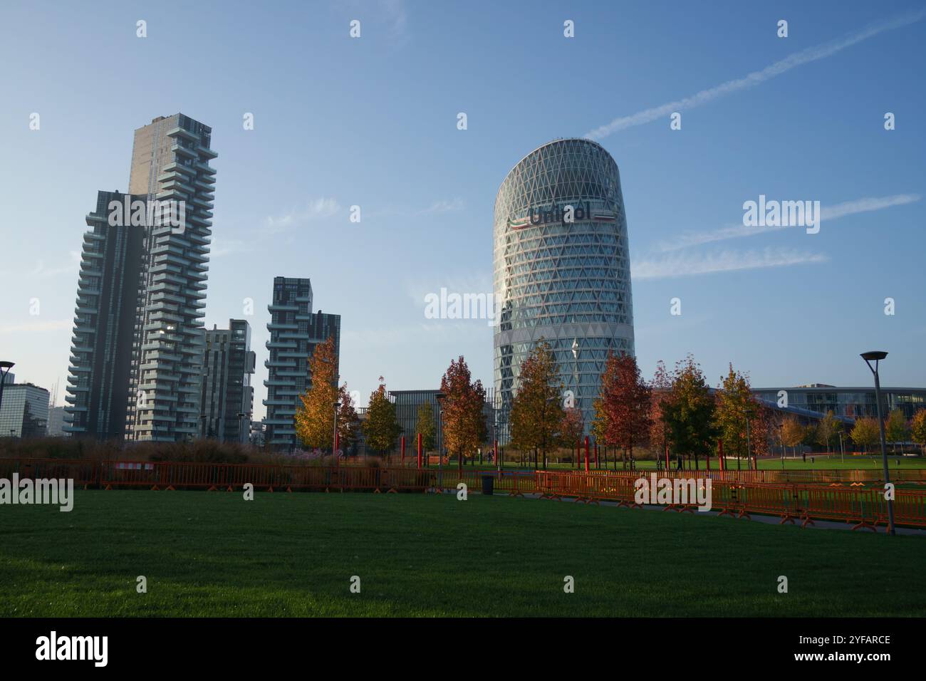 Unipol tower at Porta Nuova, Milan, Italy and the Biblioteca degli ...