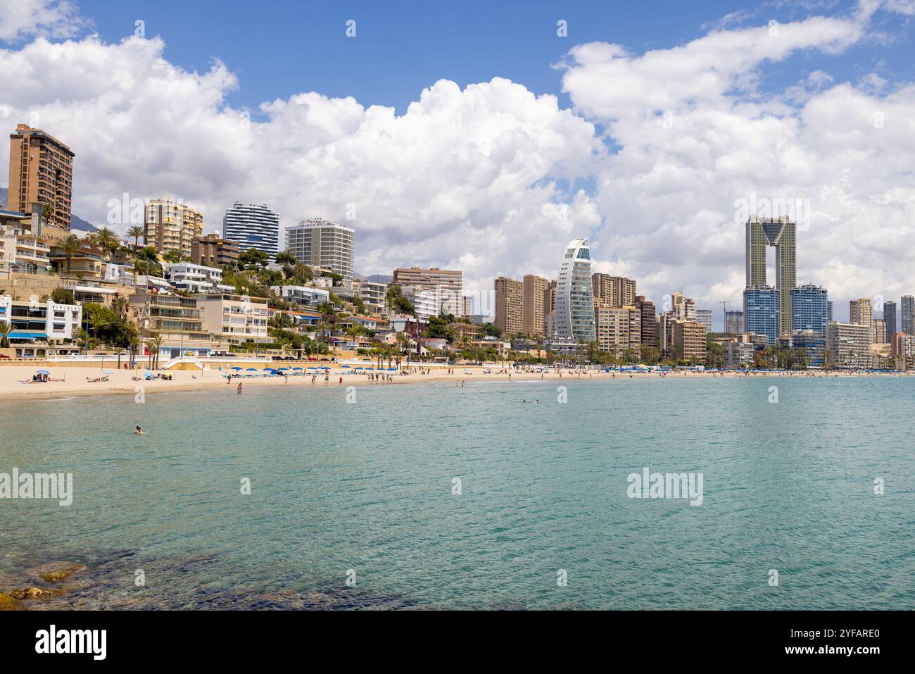 Photo of the beautiful town of Benidorm in Spain showing the south ...