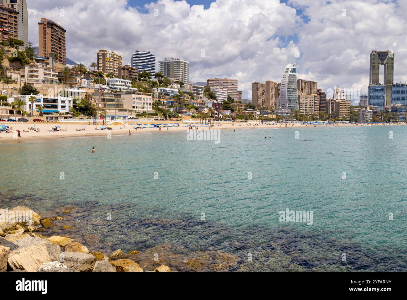 Photo of the beautiful town of Benidorm in Spain showing the south ...