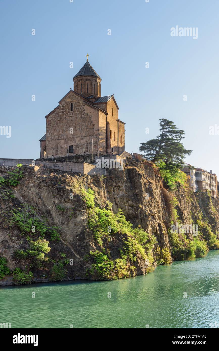 The Virgin Mary Assumption Church of Metekhi on the cliff Stock Photo ...
