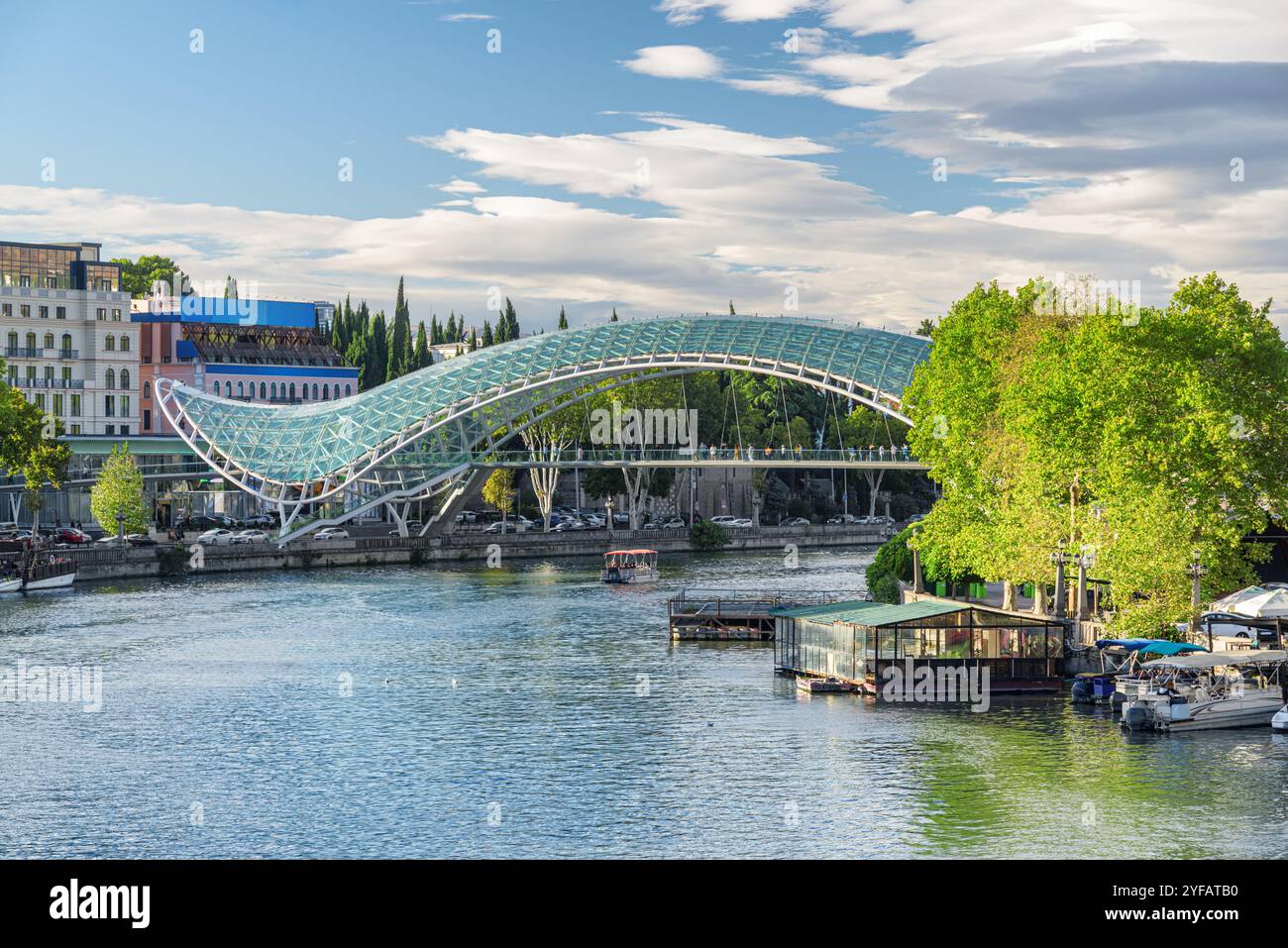 The Bridge of Peace over the Kura (Mtkvari) River, Tbilisi Stock Photo ...