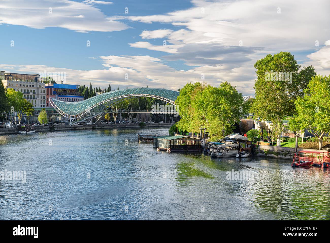 The Bridge of Peace over the Kura (Mtkvari) River, Tbilisi Stock Photo ...
